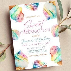 Editable Sweet Celebration Invitation, Ice Cream, Candy, Sweet Shop ...