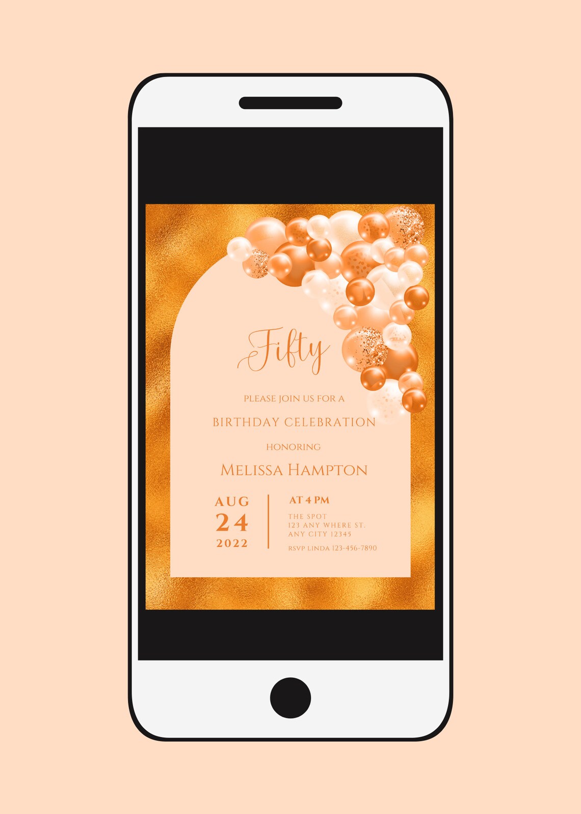 Editable Orange Birthday Invitation Orange Balloon Arch - Etsy Australia