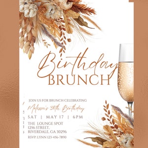 Editable Birthday Brunch Invitation, Fall Brunch Invitation, Autumn ...