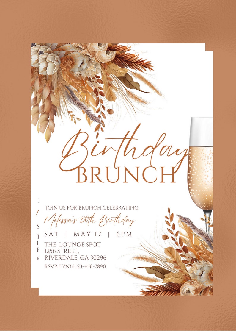 Editable Birthday Brunch Invitation, Fall Brunch Invitation, Autumn ...