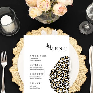 Editable Leopard Print Menu Cards Template, Animal Print Menu Card, Big ...