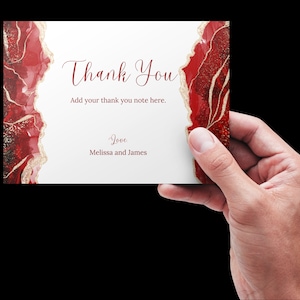 Printable Thank You Card, Editable Red, Gold and White Thank You Note ...