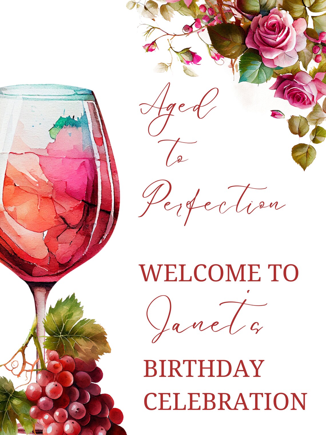 Editable Aged to Perfection Birthday Welcome Sign, Winery, Fine Like ...