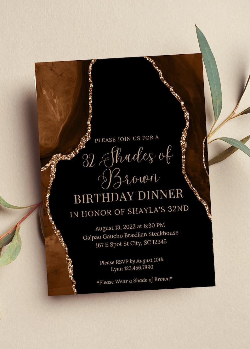 Editable Shades of Brown Birthday Dinner Invitation, Shades of Melanin ...