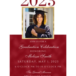 Editable Graduation Invitation 2024 With Photo, Red Graduation ...