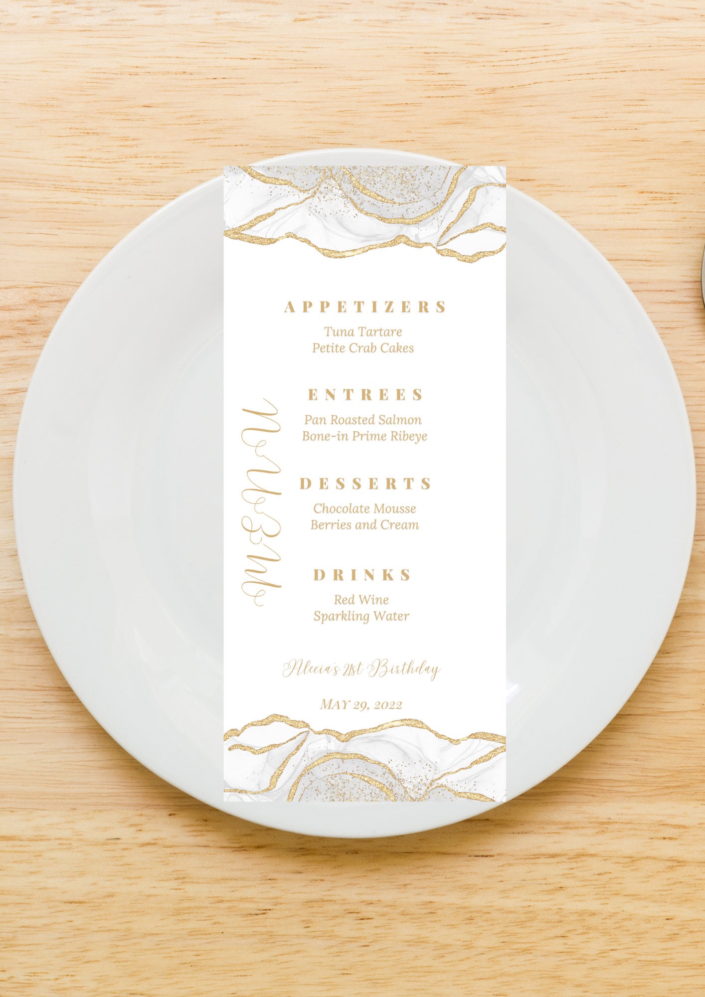 Editable Menu Card Template White and Gold Menu Card - Etsy Canada