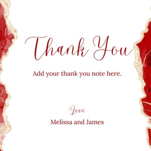 Printable Thank You Card, Editable Red, Gold and White Thank You Note ...