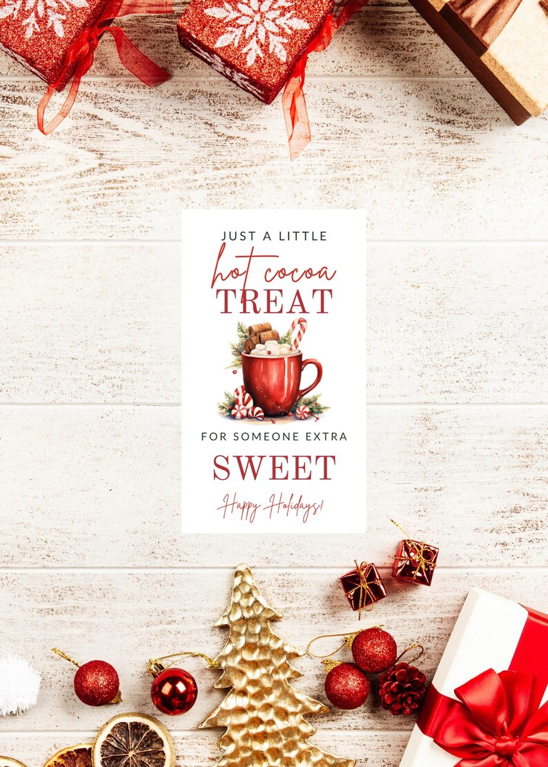 Hot Cocoa Christmas Gift Tags, Printable Holiday Favor Labels (digital ...