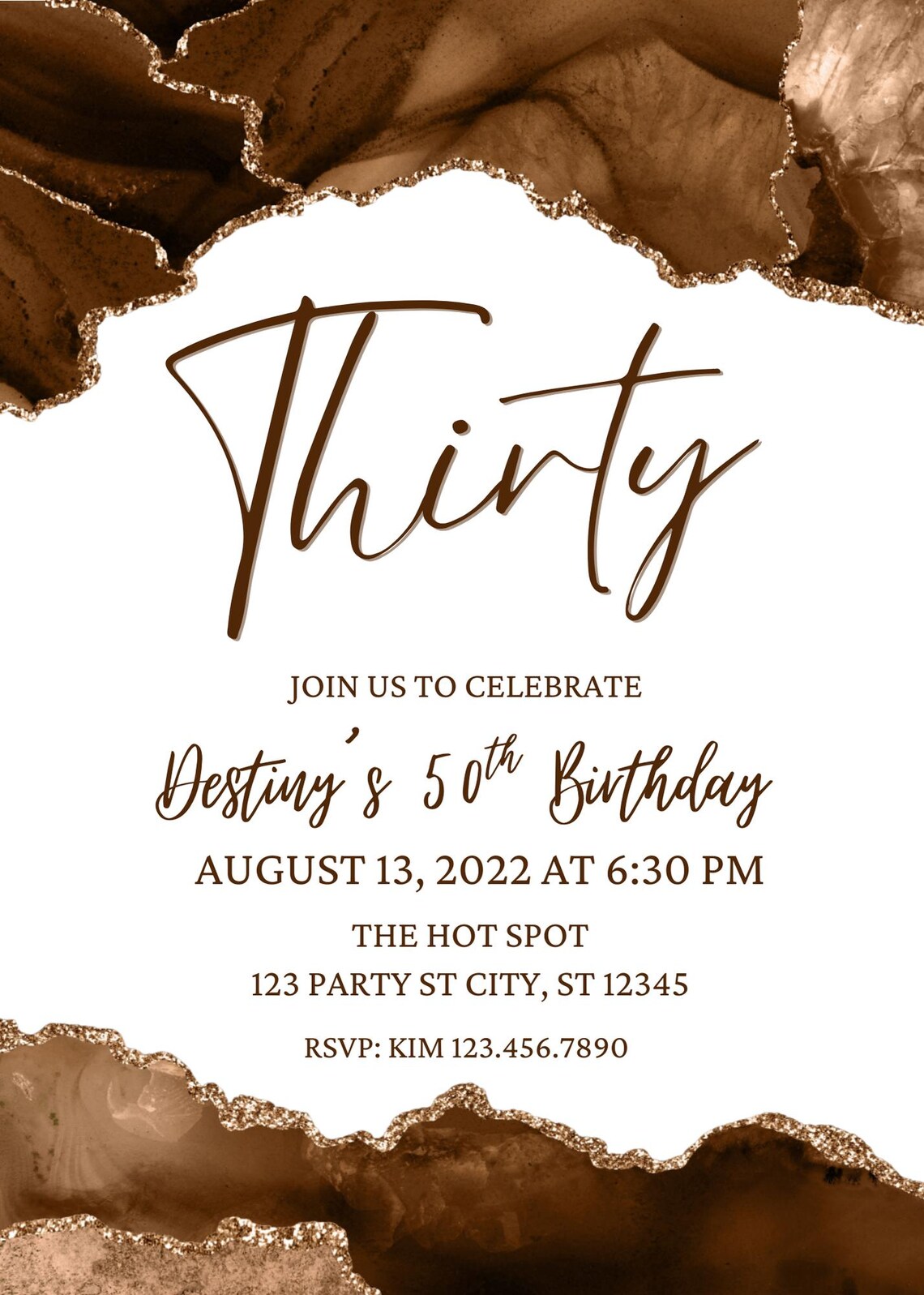 Editable Birthday Invitation, Brown, Any Occasion, Printable or Digital ...
