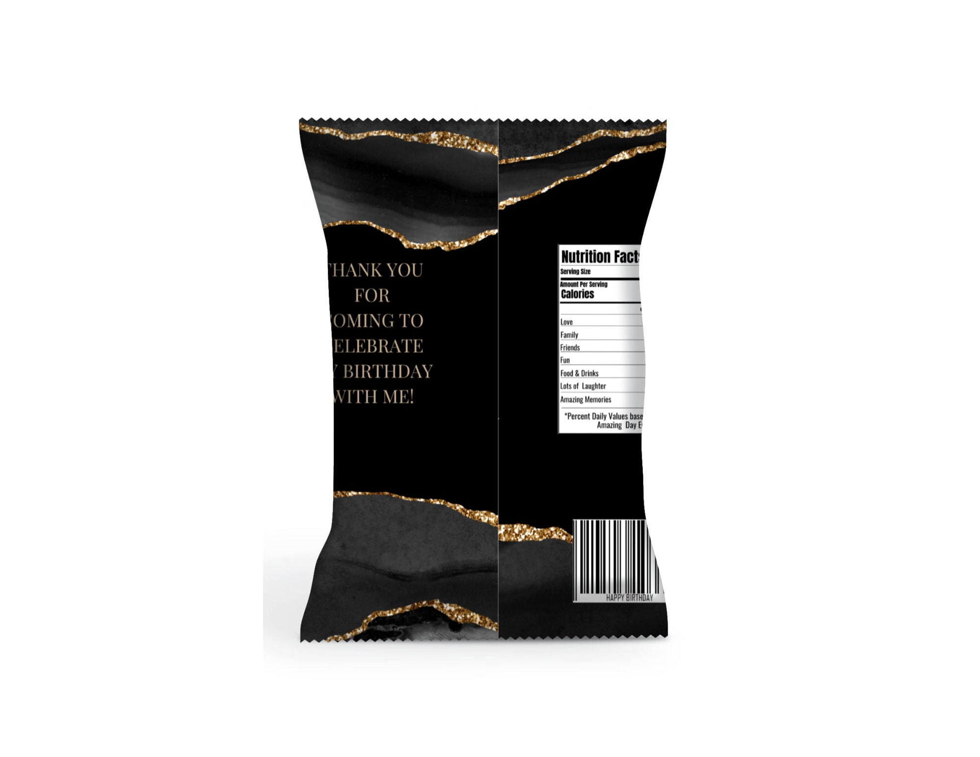 Editable Birthday Chip Bag, Black and Gold Chip Bag, Party Decor, Party ...