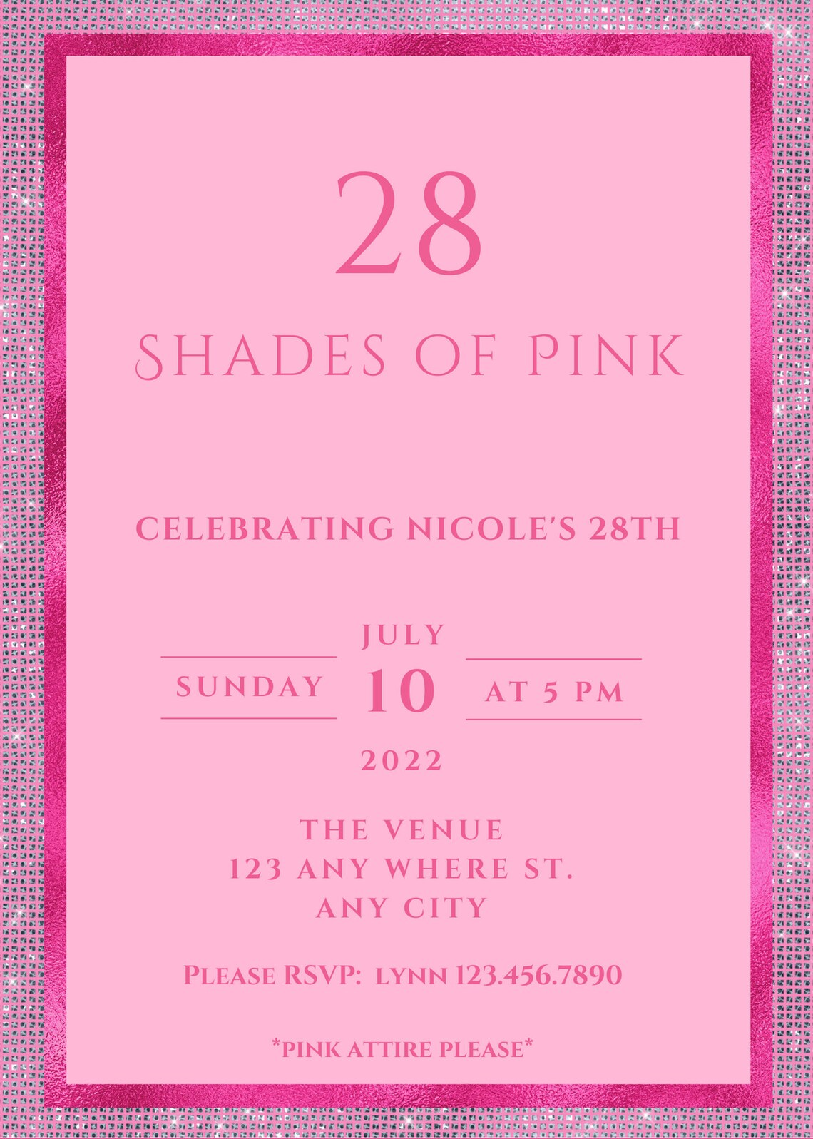 Editable Shades of Pink Invitation Pink Birthday Invitation - Etsy