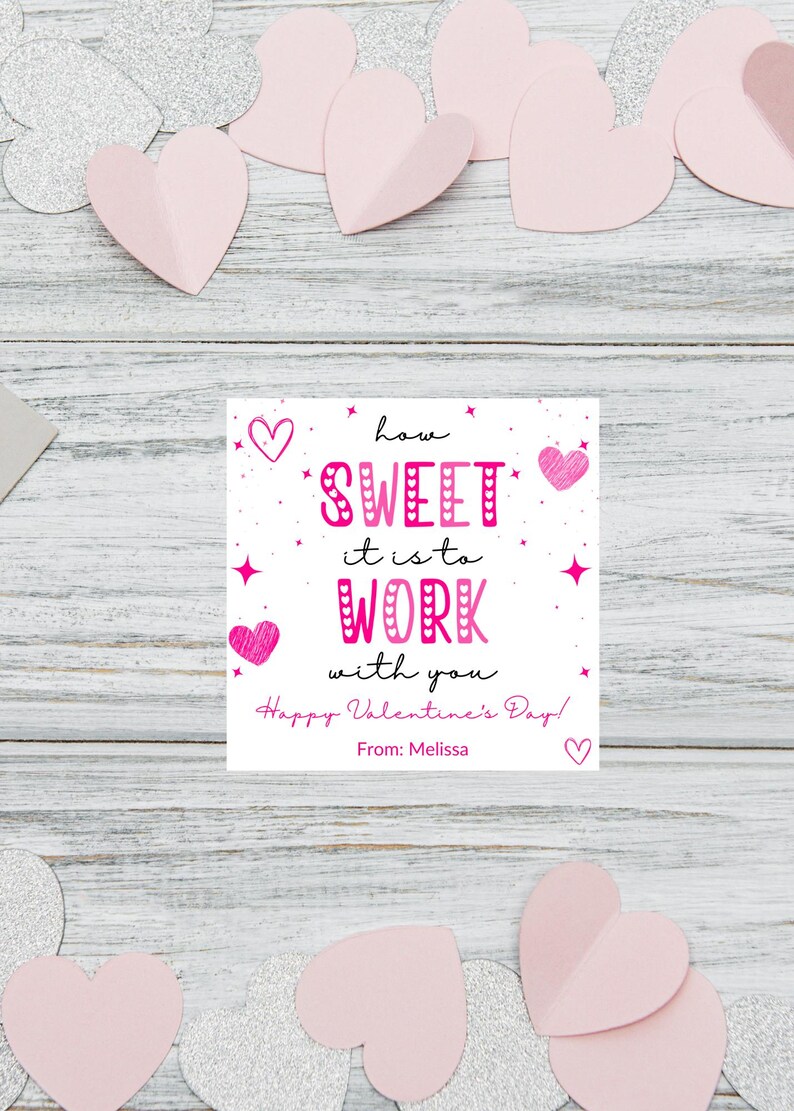 Printable Valentine Treat Tag, How Sweet to Work With You, Instant ...