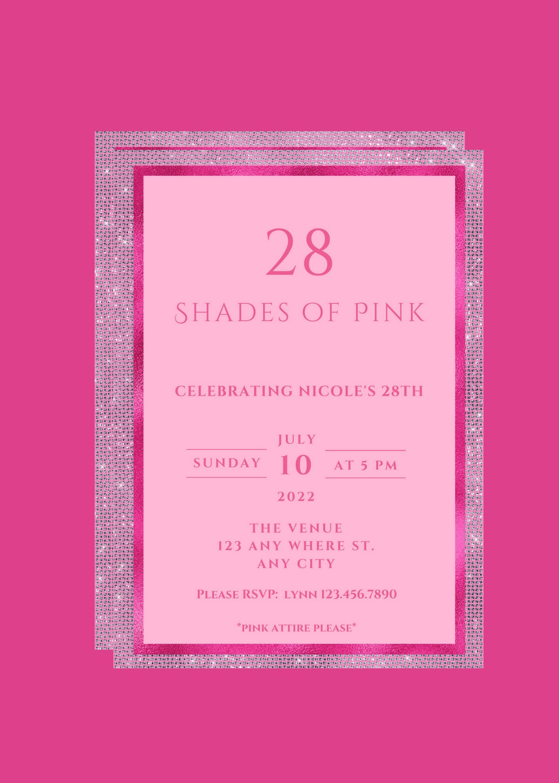 Editable Shades of Pink Invitation Pink Birthday Invitation - Etsy