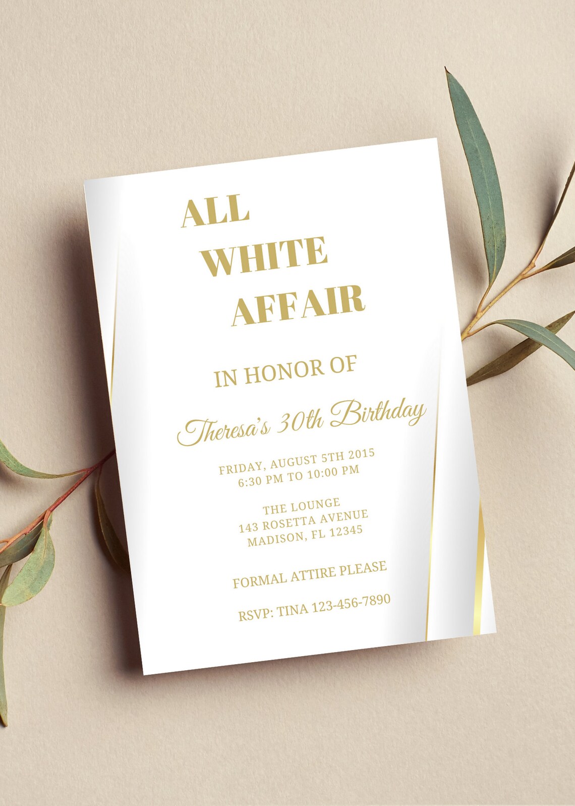 Editable All White Affair Invitation All White Party - Etsy