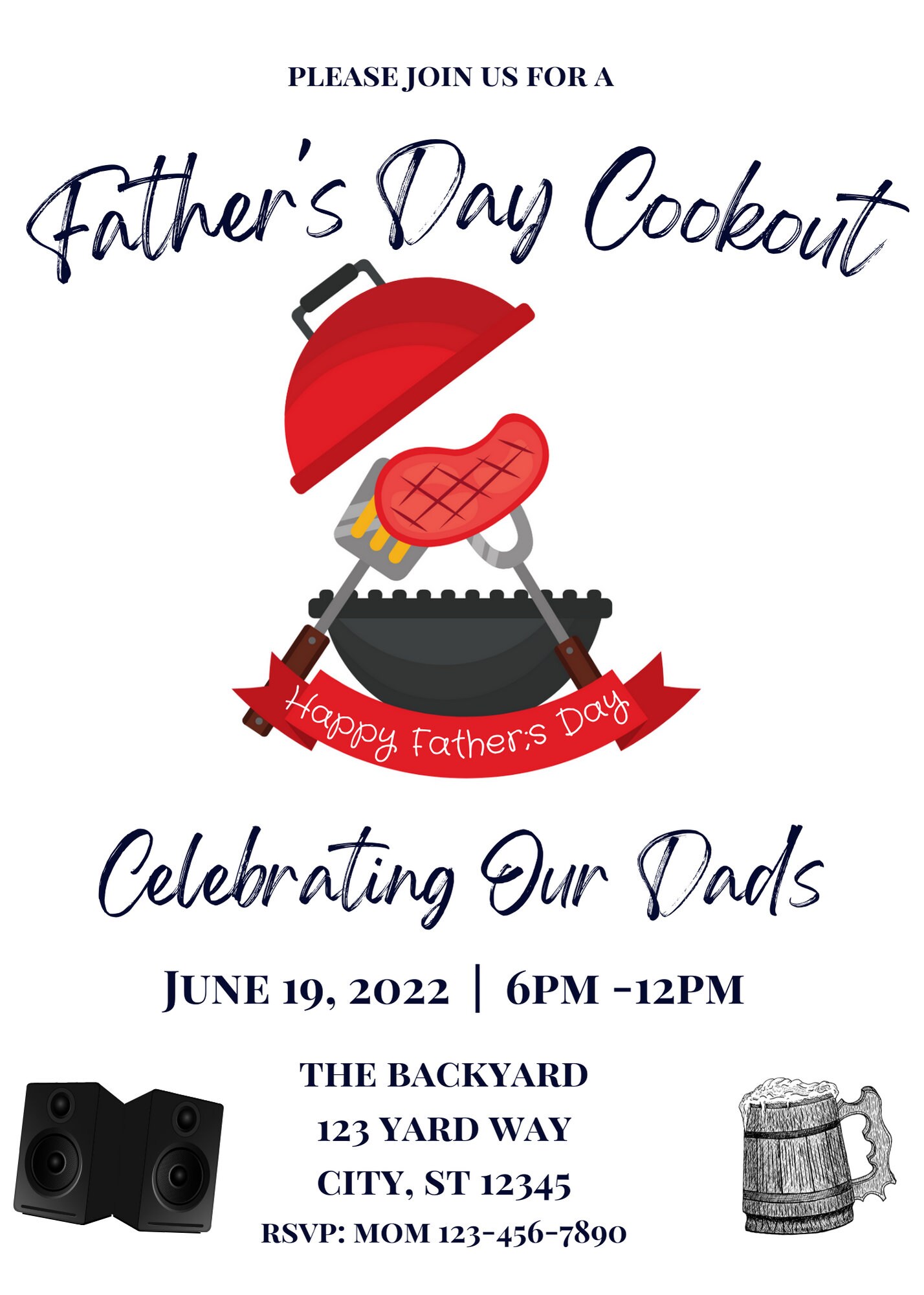 Editable Father's Day Cookout Invitation, Father's Day BBQ Invite ...