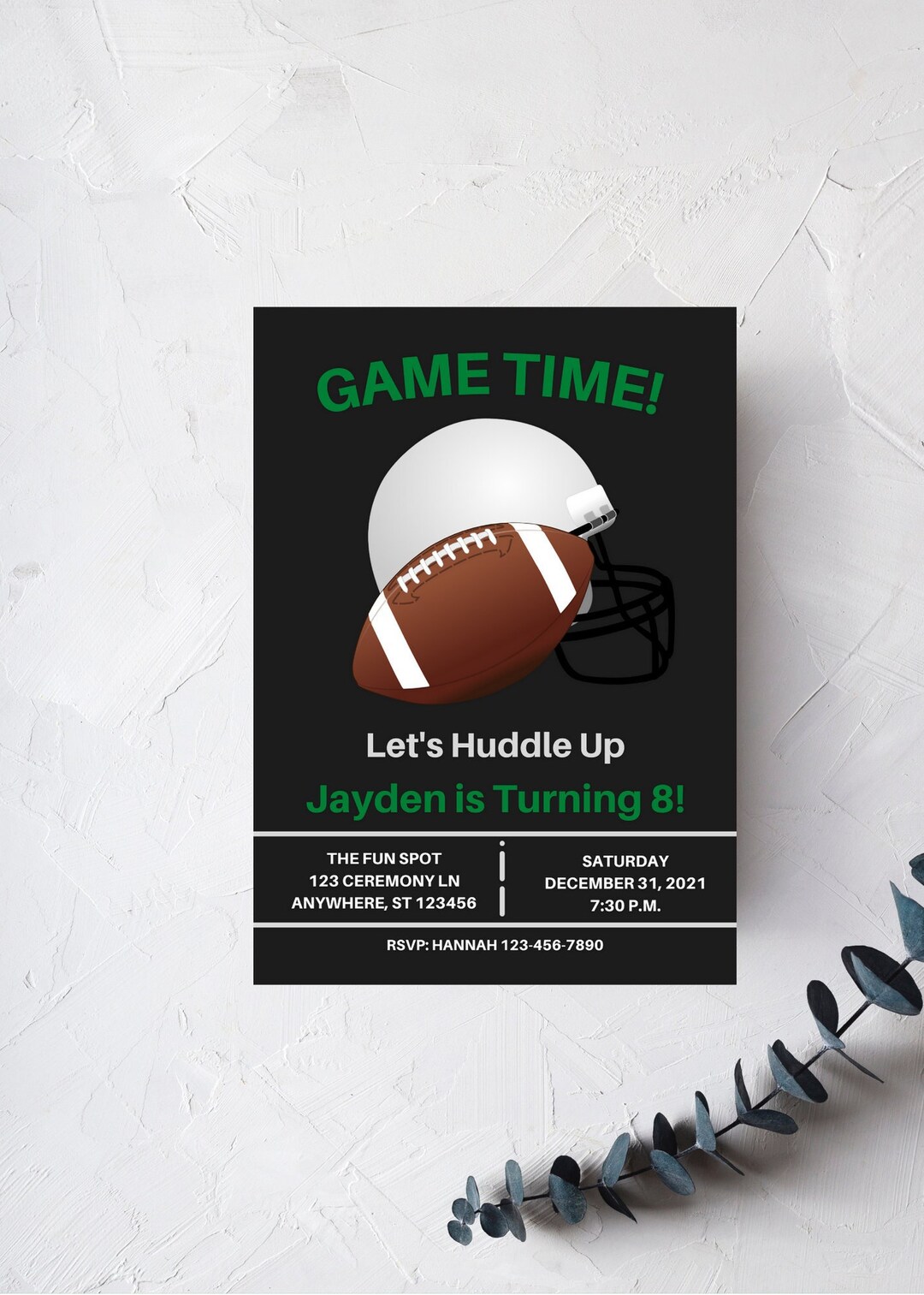 Editable Football Birthday Invitation, Game Time, Let's Huddle up ...