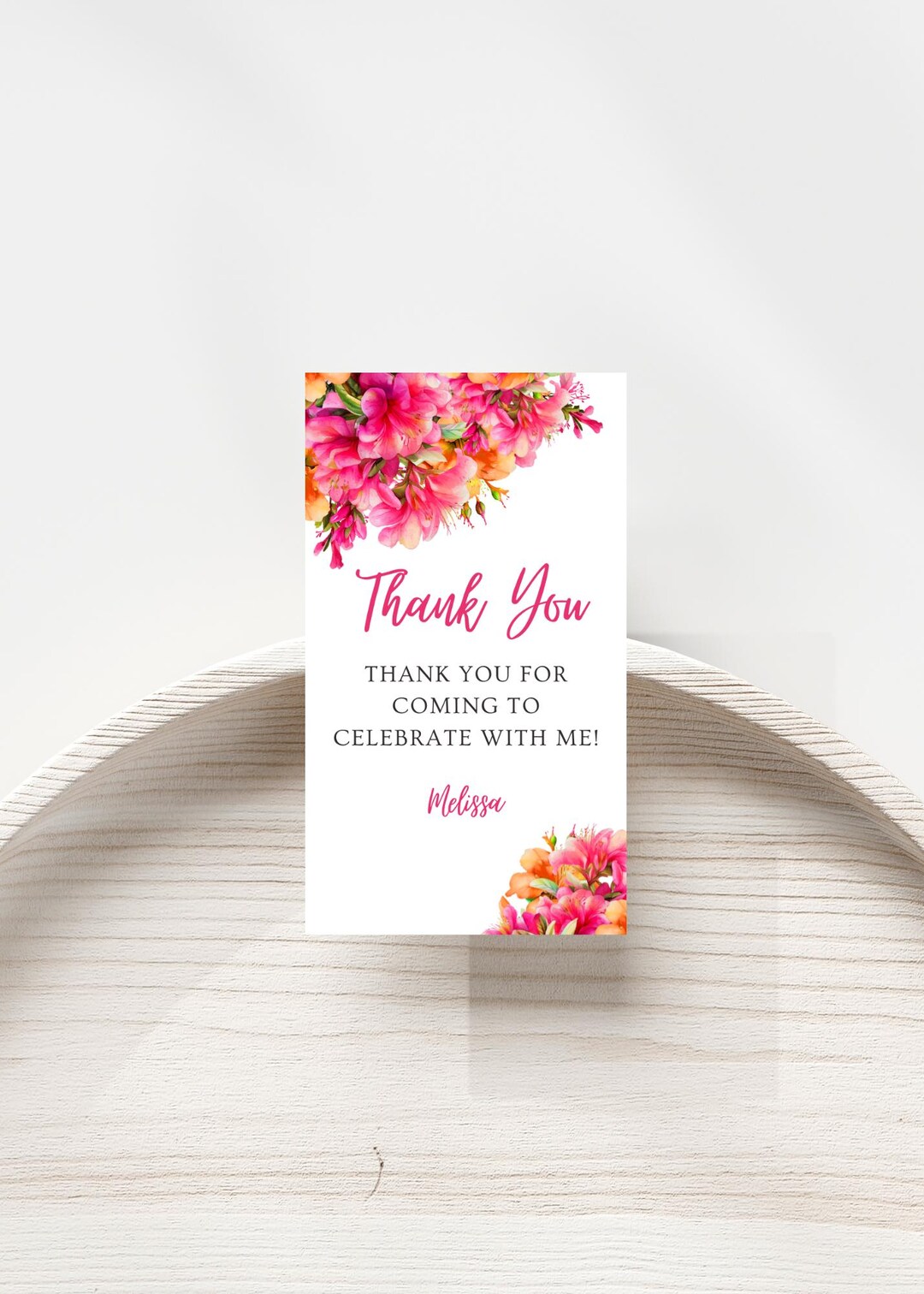 Printable Thank You Tags, Pink and Orange Floral, Favor Tags, Gift Tags ...