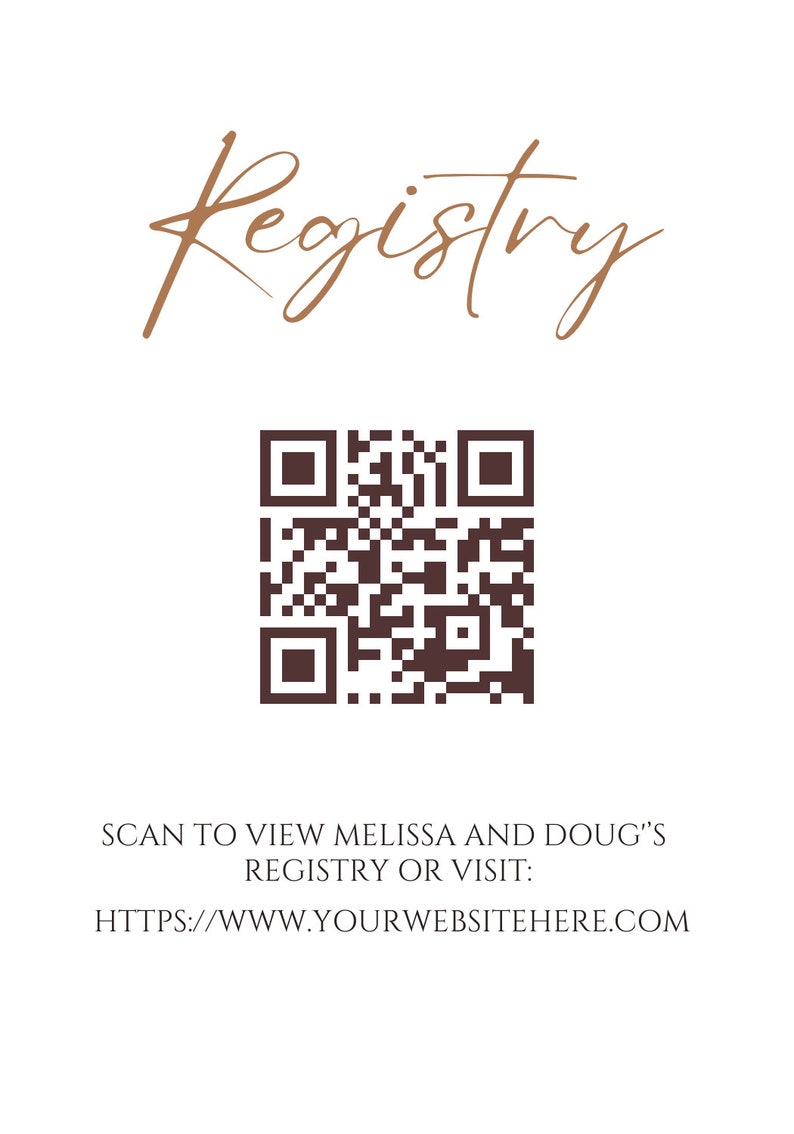 Editable Registry Card With QR Code, Invitation Insert, Enclosure Card ...
