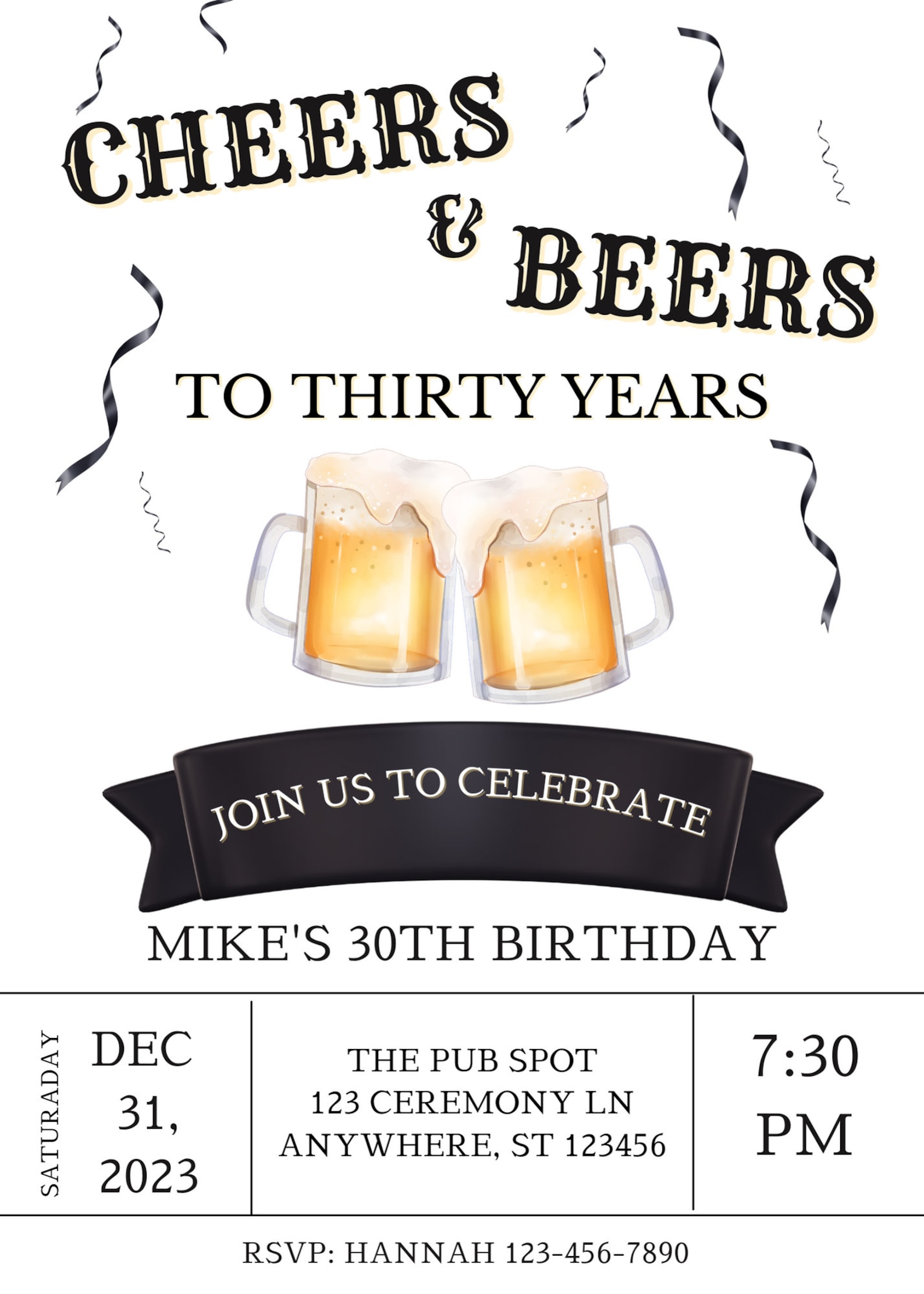 Editable Cheers and Beers Invitation Cheers to Any Age - Etsy