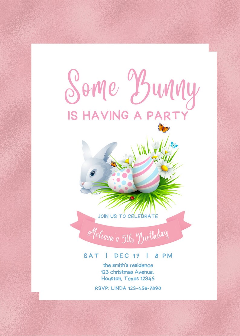Editable Bunny Birthday Invitation Some Bunny is Having a - Etsy