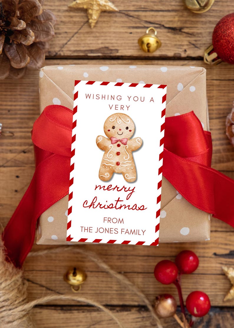 Editable Gingerbread Man Gift Tag, Printable Christmas Treat Tags ...