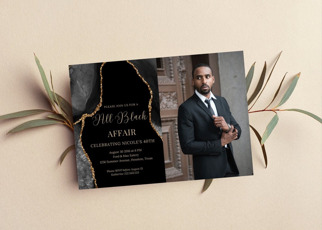 Editable All Black Party Invitation With Picture, All Black Affair ...