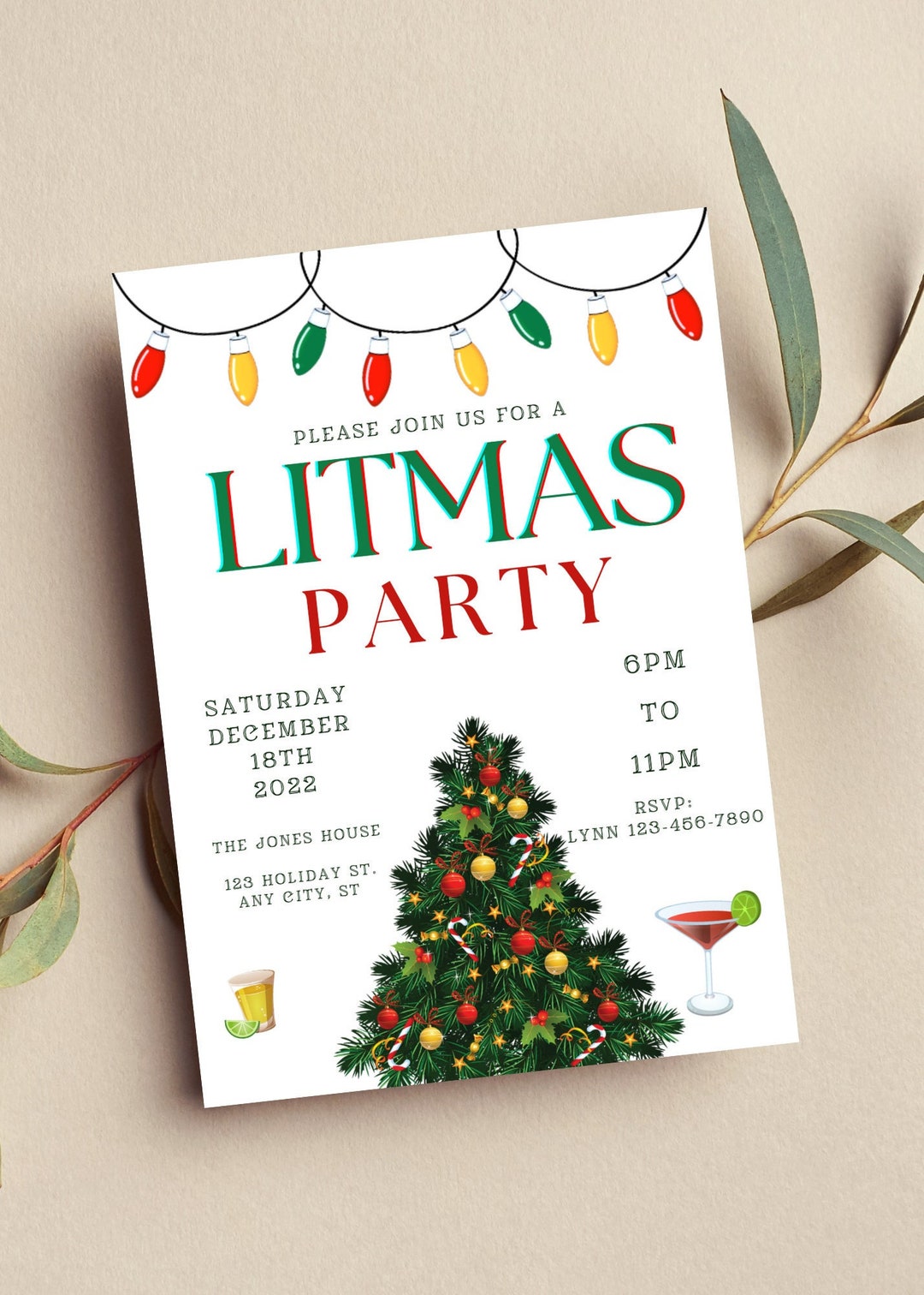 Editable Litmas Invitation, Christmas Party Invitation, Holiday Party ...