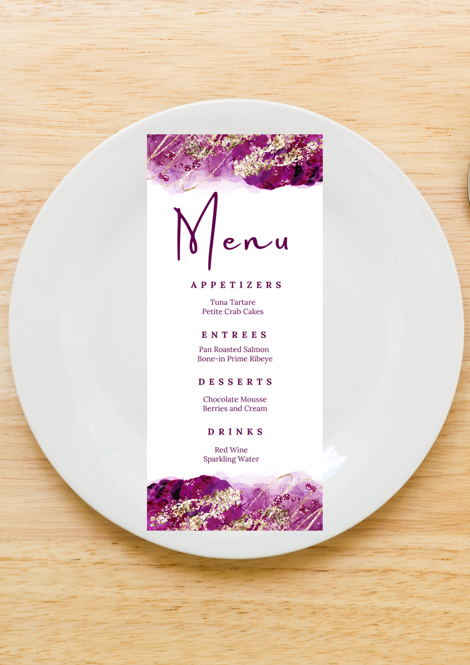 Editable Purple and Gold Menu Template Birthday Dinner Menu - Etsy