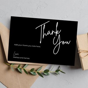 Printable Thank You Card, Editable Thank You Note, Black, Minimalist ...