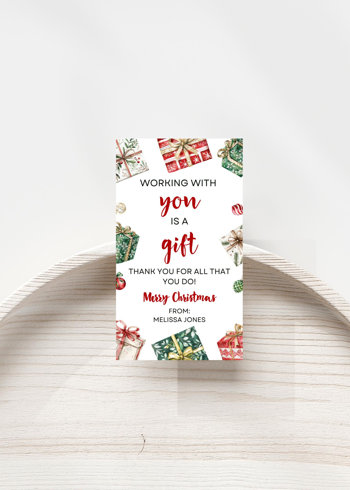 Christmas Gift Tag, Coworker Teacher Holiday Favor (digital Download ...