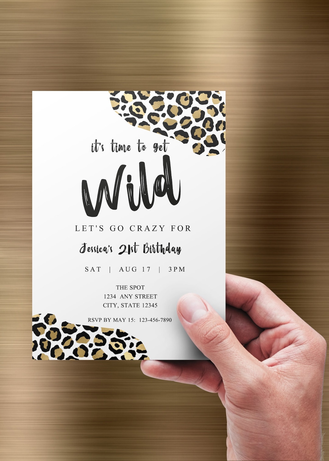 Editable Time to Get Wild Invitation, Leopard Print Birthday Invite ...