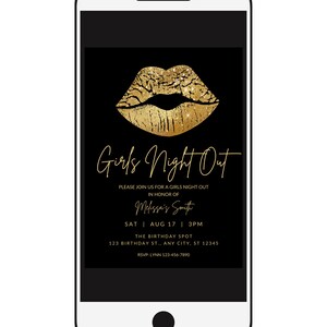 Editable Girls Night Out Invitation, Ladies Night, Girls Night In, Gold ...