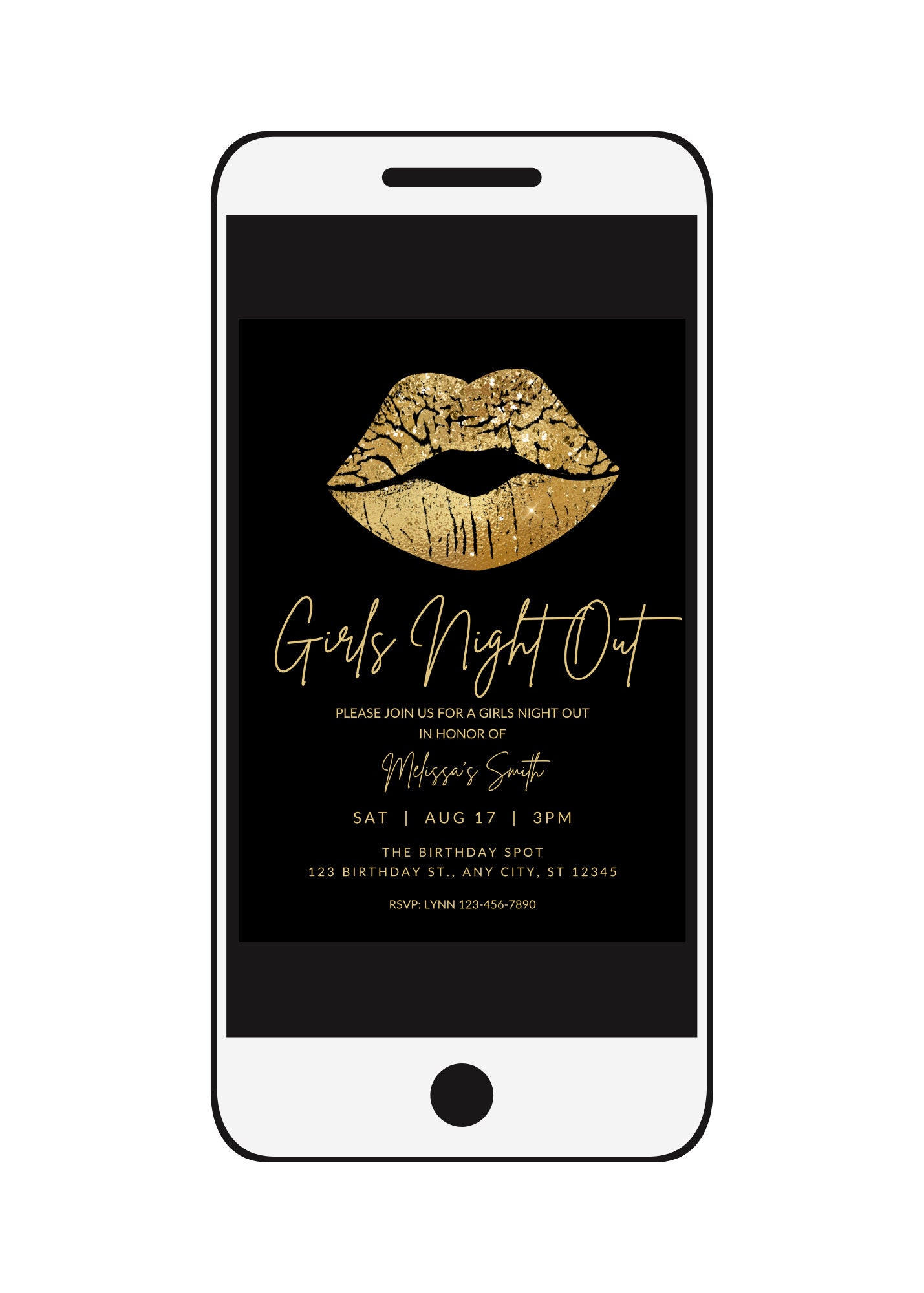Editable Girls Night Out Invitation, Ladies Night, Girls Night In, Gold ...