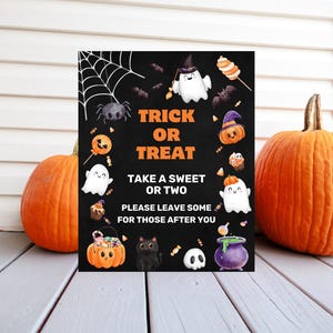 Editable Halloween Candy Bowl Sign, Trick or Treat Porch Sign, No More ...