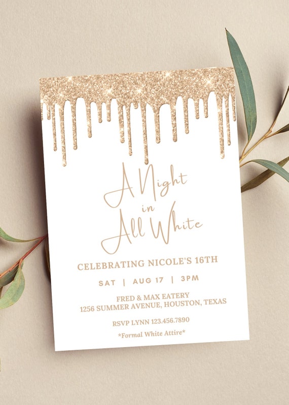 Editable A Night in All White Invitation All White Party - Etsy