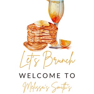 Editable Let's Brunch Welcome Sign, Birthday, Bridal, Entrance Sign ...