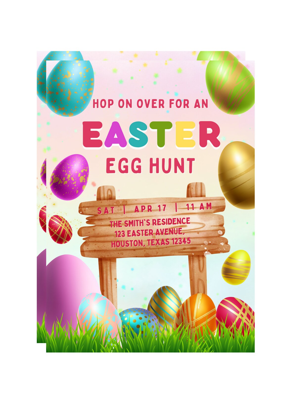 Editable Easter Egg Hunt Invitation, Printable Party Invite (digital ...