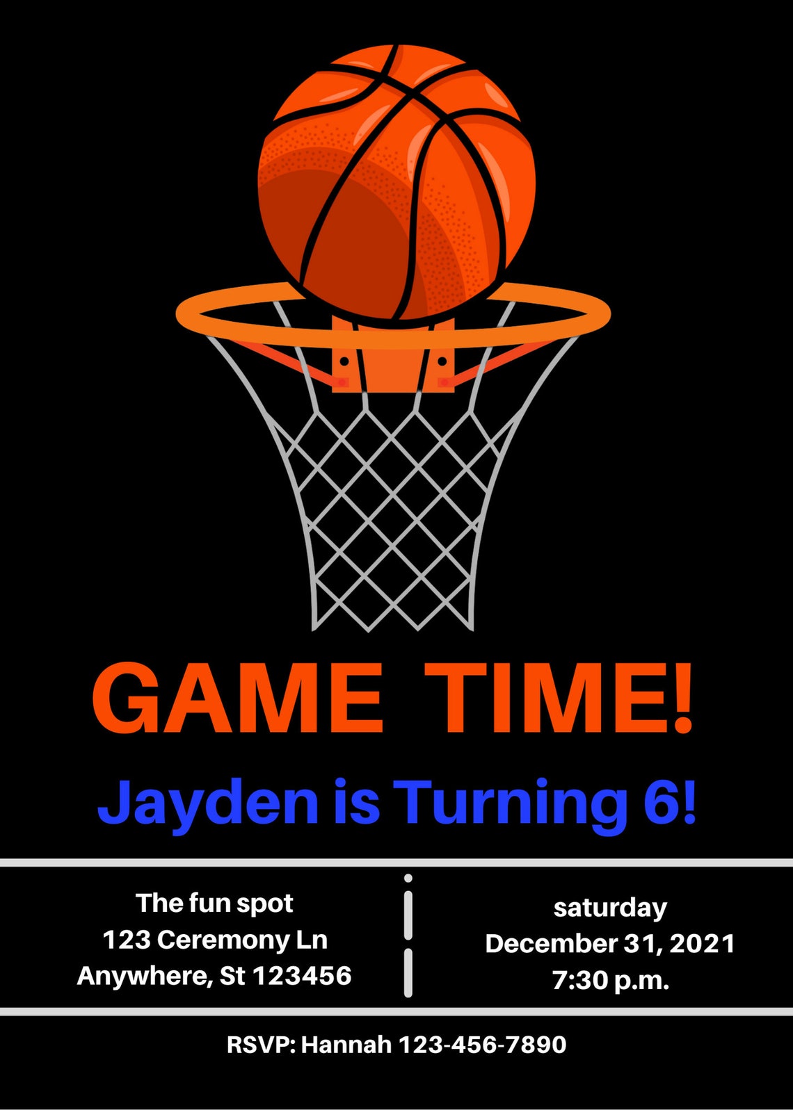 Editable Basketball Birthday Invitation Game Time Basketball - Etsy