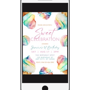 Editable Sweet Celebration Invitation, Ice Cream, Candy, Sweet Shop ...