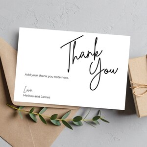 Printable Thank You Card, Editable Thank You Note, White, Minimalist ...