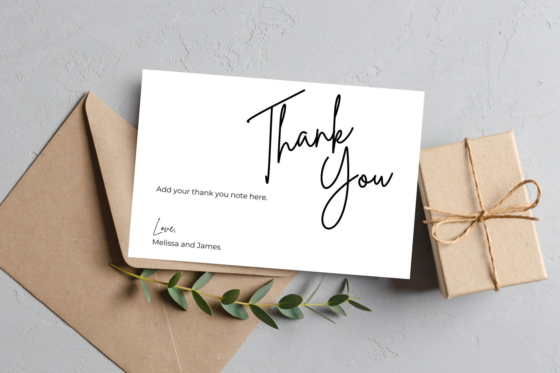 Printable Thank You Card, Editable Thank You Note, White, Minimalist ...