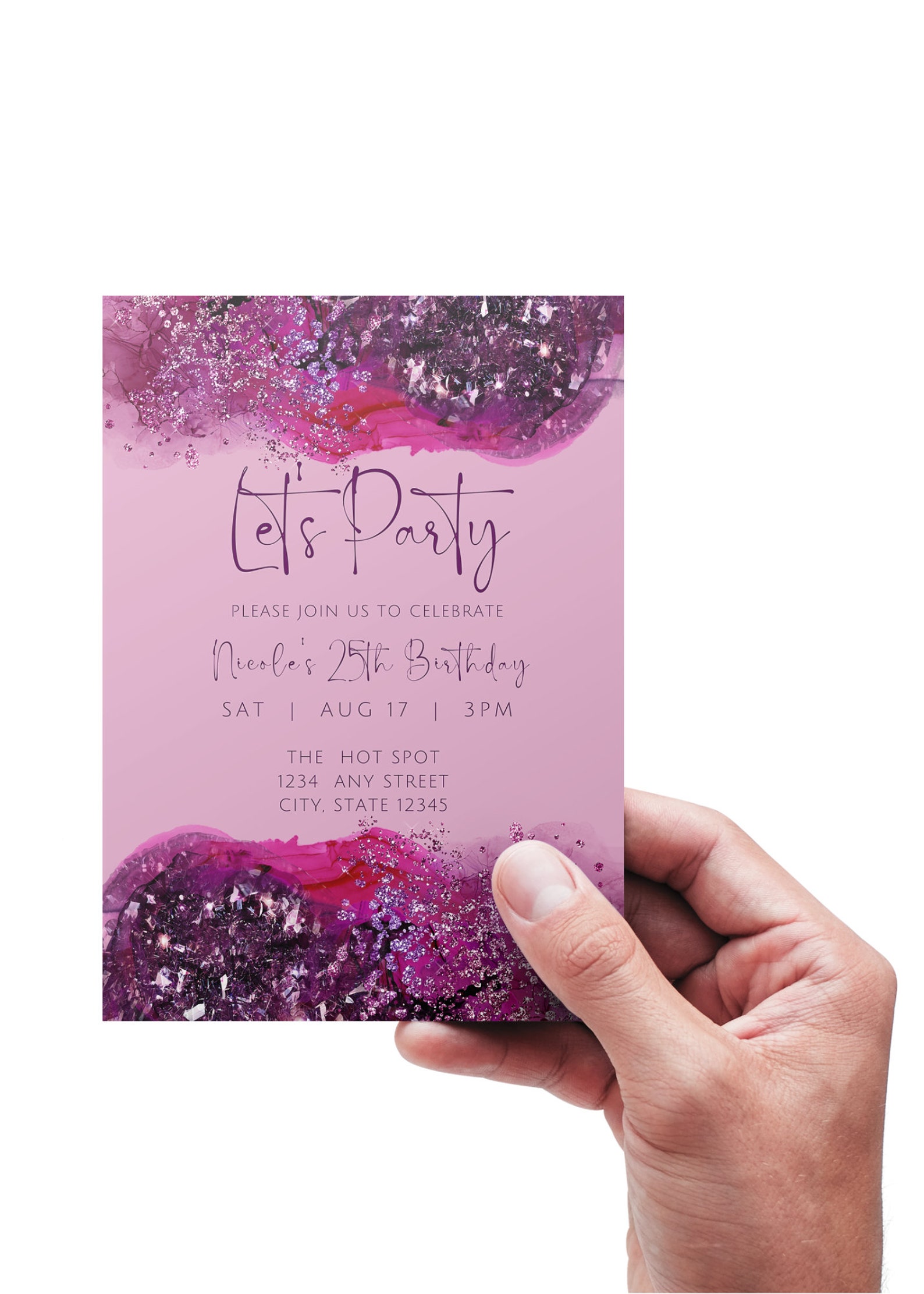 Editable Purple Invitation Let's Party Birthday Invite - Etsy