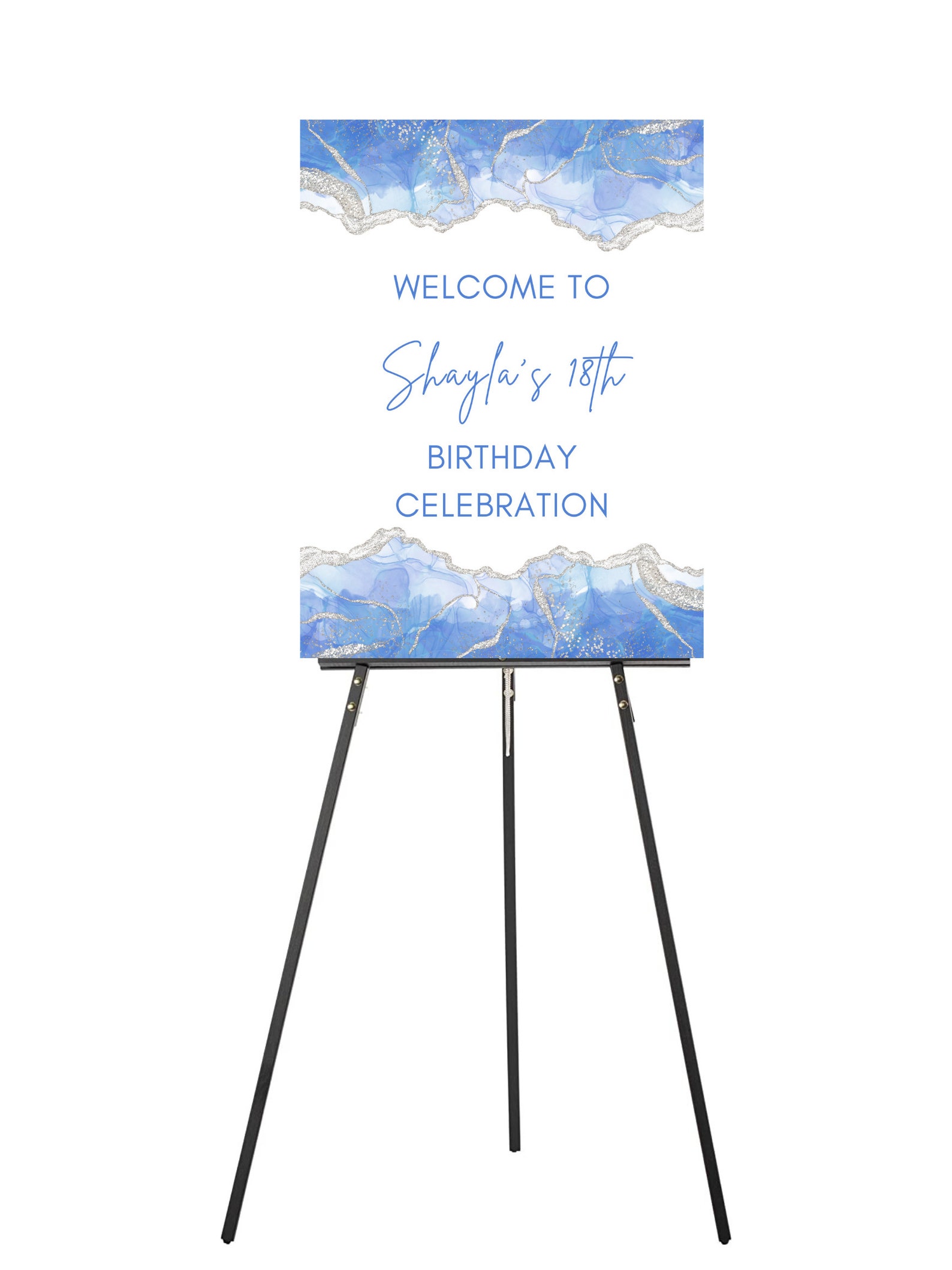 Editable Baby Blue Welcome Sign, Birthday Welcome Sign, Blue and White ...