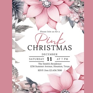 Editable Pink Christmas Party Invitation, Girls Holiday Party, Girls ...