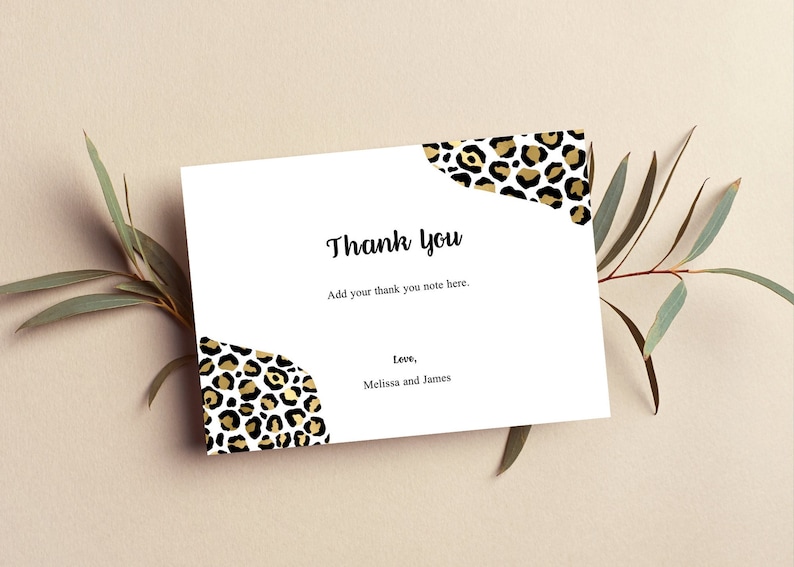 Printable Thank You Card Leopard Print Thank You Note - Etsy
