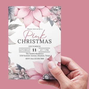 Editable Pink Christmas Party Invitation, Girls Holiday Party, Girls ...