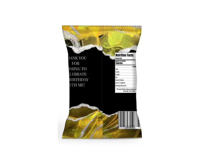 Editable Birthday Chip Bag Yellow and Black Chip Bag Party - Etsy