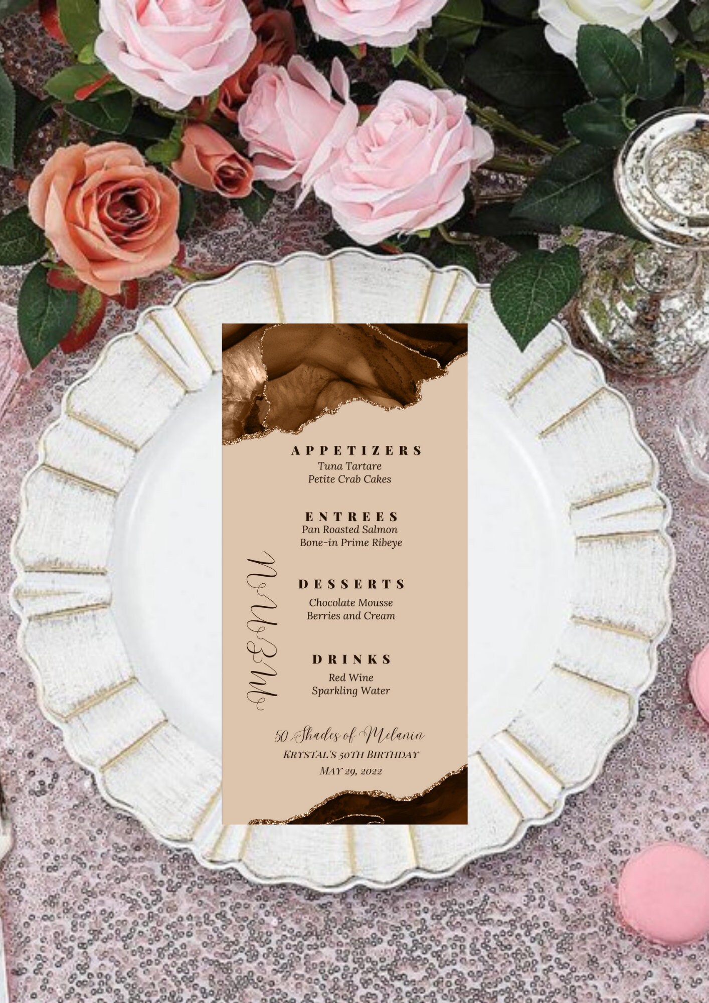 Editable Shades of Melanin Menu Card Template Brown Menu Card - Etsy