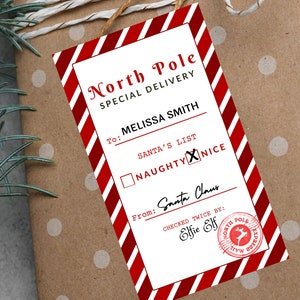 Printable North Pole Special Delivery Tag, Editable Santa Gift Tags ...