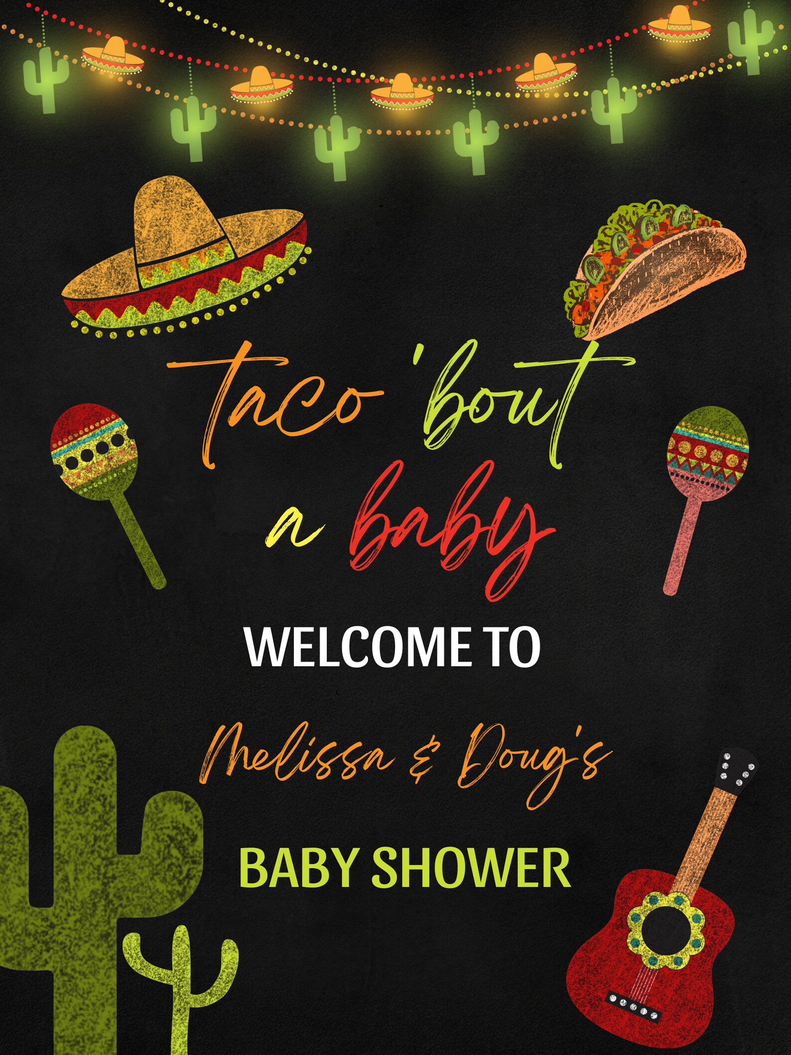 Editable Taco 'bout a Baby Welcome Sign, Baby Shower, Fiesta, Mexican ...